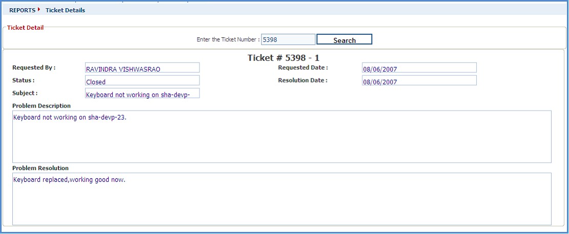 Ticket Detail Report